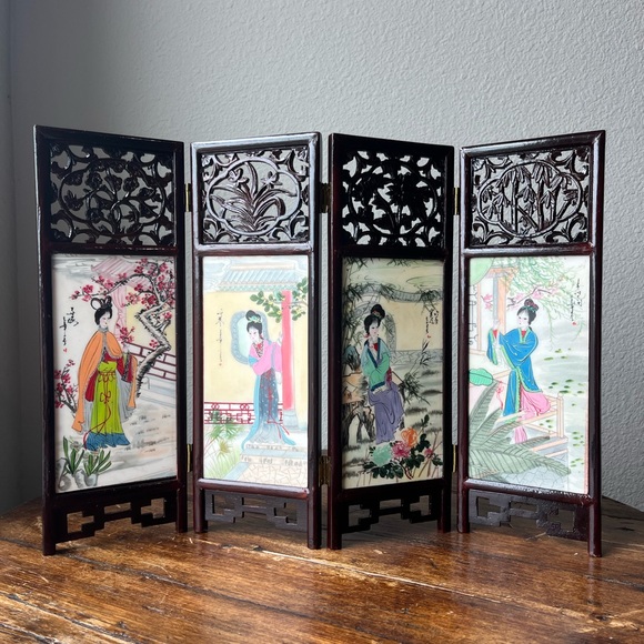 Accents | Vintage Asian 4 Panels Table Top Divider 14 Height | Poshmark